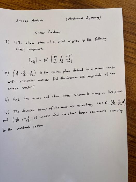 Solved Stress Analysis (Mechanical Engineering) Stress | Chegg.com