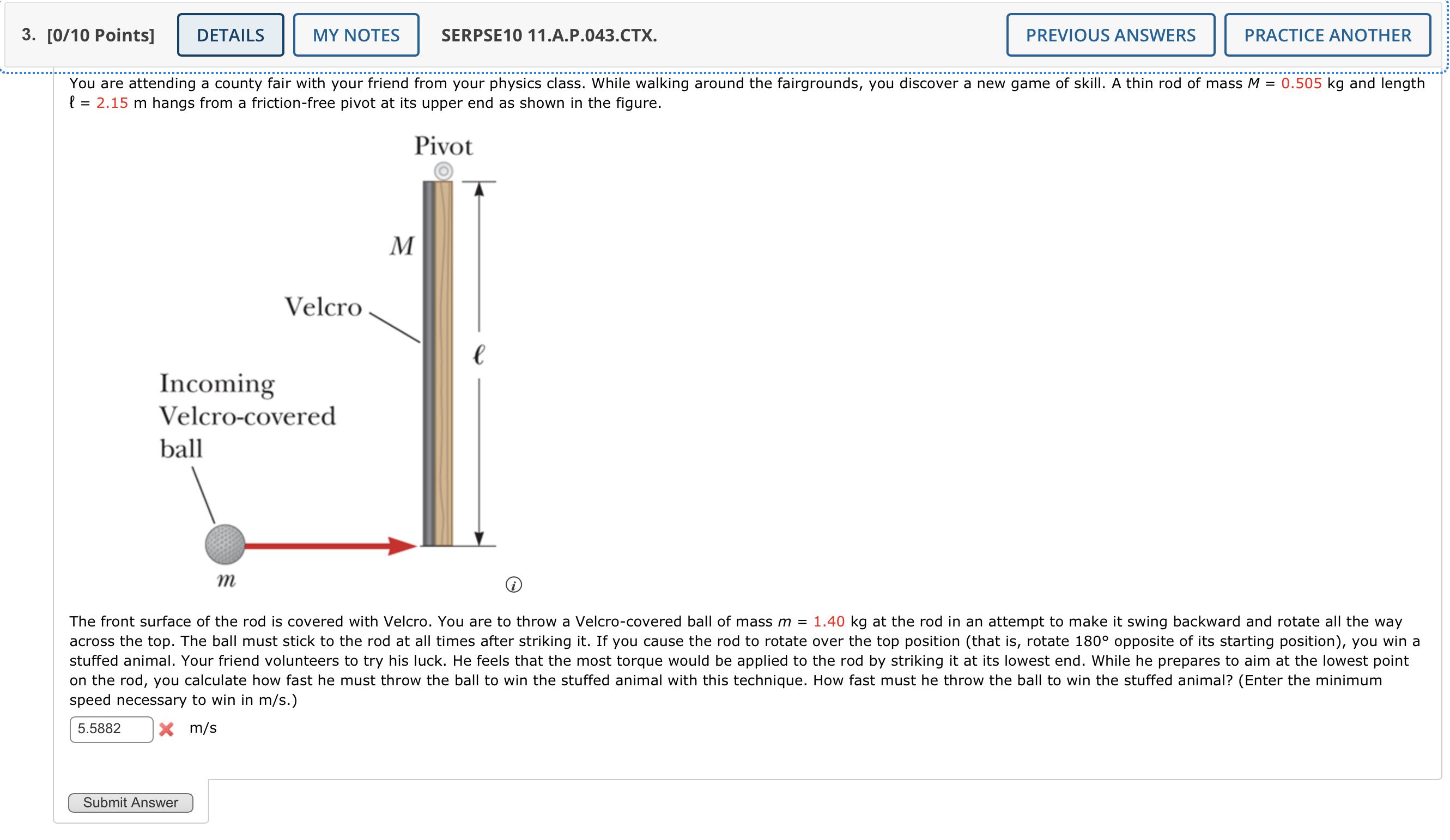 Solved l=2.15m ﻿hangs from a friction-free pivot at its | Chegg.com