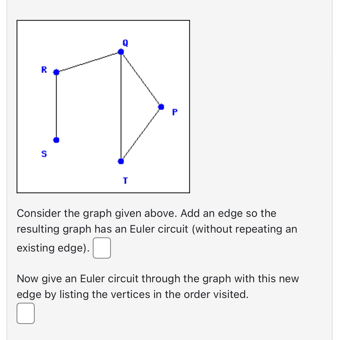 Solved Consider the graph given above. Add an edge so the | Chegg.com