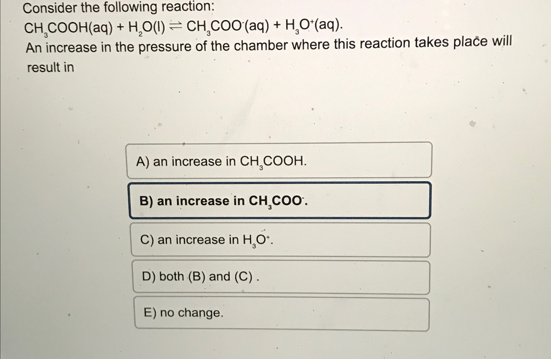 Solved Consider the following reaction:()-An increase in the | Chegg.com