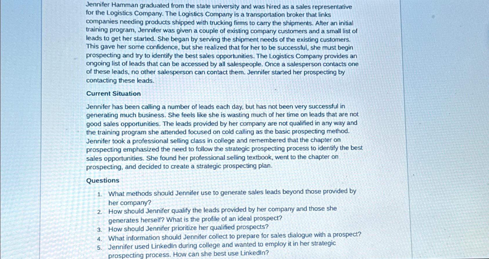 Solved Jennifer Hamman graduated from the state university | Chegg.com