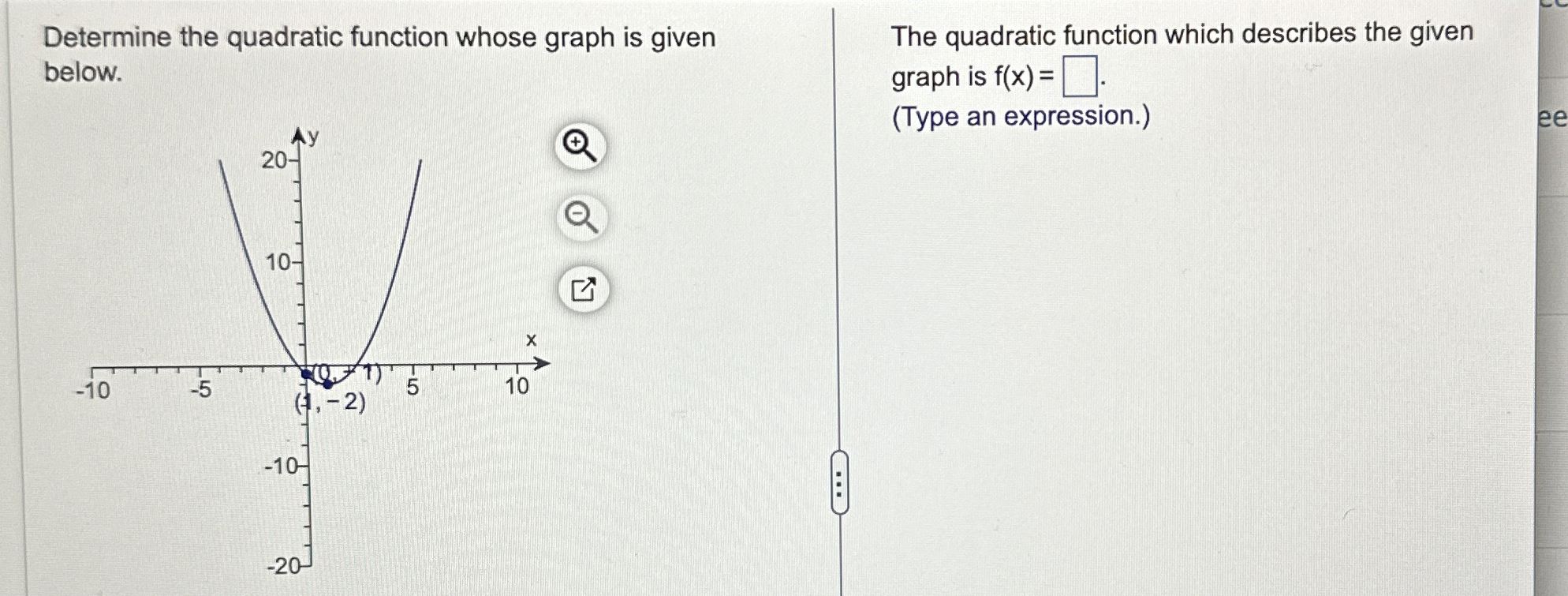 Solved Determine The Quadratic Function Whose Graph Is Given 8302