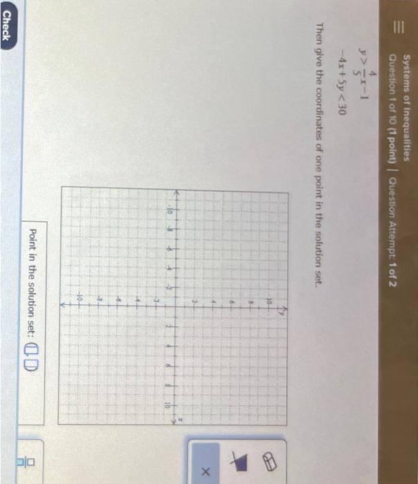 Solved y>54x−1−4x+5y