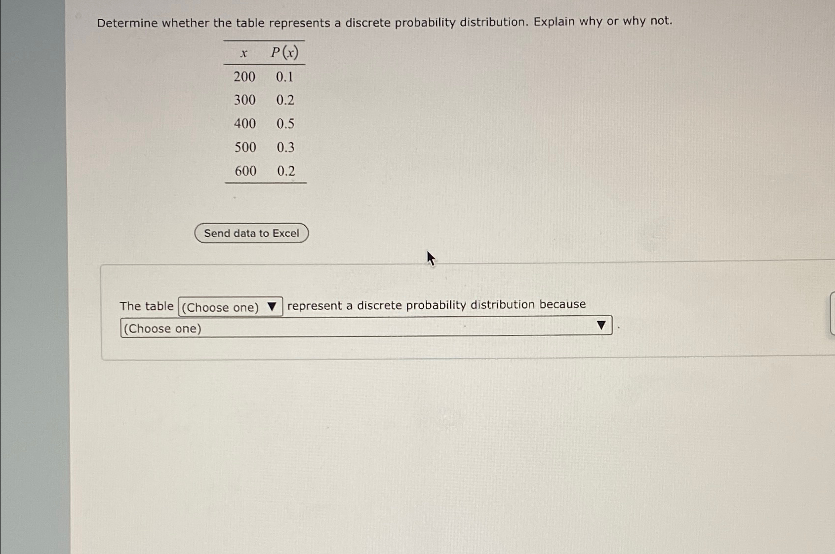 Determine whether the table represents a discrete | Chegg.com