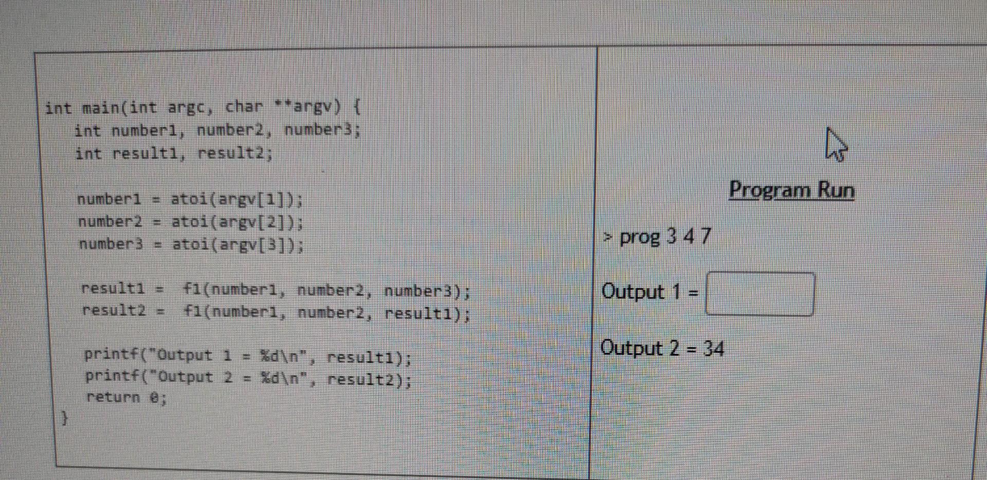 Solved int main(int argc, char **argv) { int numberi, | Chegg.com