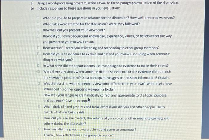 In this assignment, you will have a discussion with | Chegg.com