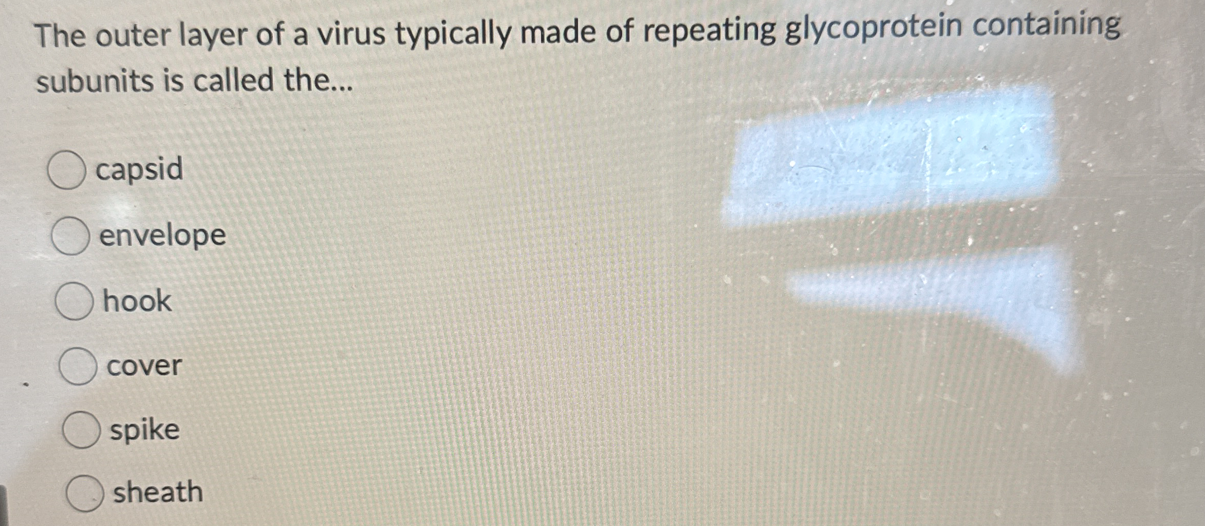 Solved The outer layer of a virus typically made of | Chegg.com