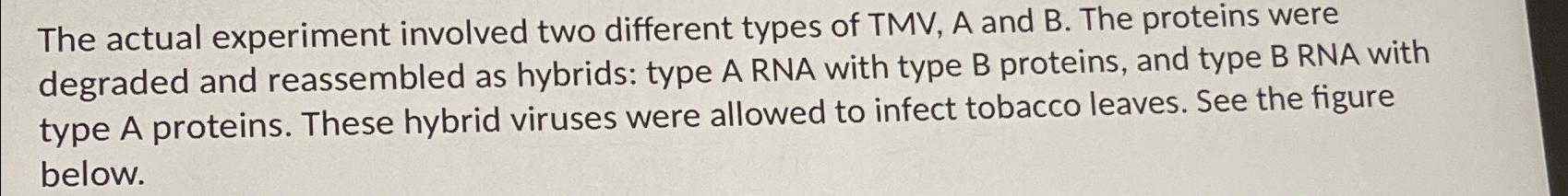 Solved The actual experiment involved two different types of | Chegg.com