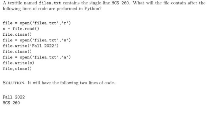 A textfile named filea.txt contains the single line | Chegg.com
