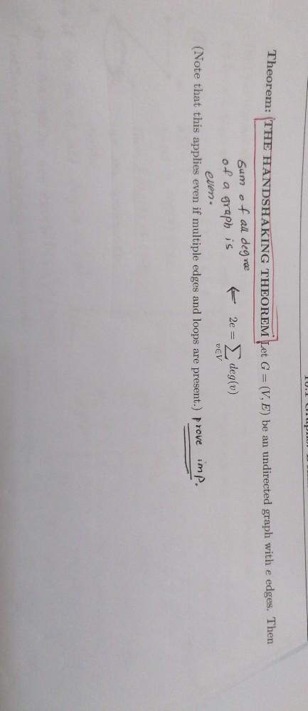 Solved 10.1 up Theorem: THE HANDSHAKING THEOREM Let G=(V,E) | Chegg.com Solved 10.1 up Theorem: THE HANDSHAKING THEOREM Let G=(V,E) | Chegg.com