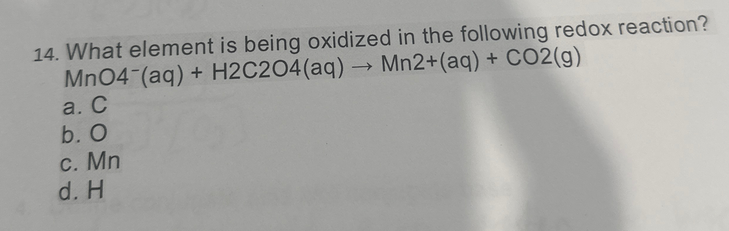 High Quality SOLUTION What element is being oxidized in the following redox | Chegg.com
