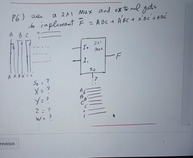 Solved P6) use a 2x1 Mux and external gates to implement i = | Chegg.com