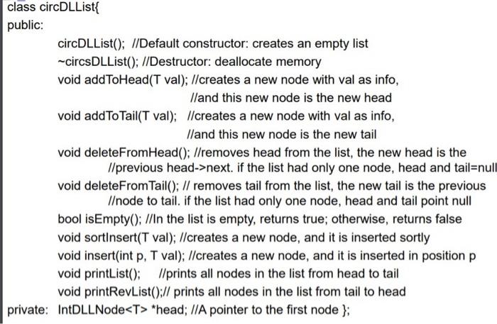 Solved Implement the insert method for a circular doubly | Chegg.com