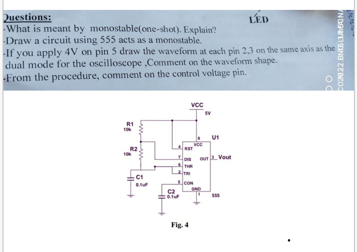Solved Questions: LED What is meant by monostable(one-shot). | Chegg.com