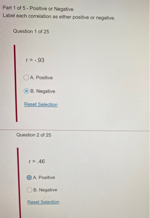 Solved Part 1 of 5 - Positive or Negative Label each | Chegg.com