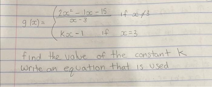 Solved find the value of the constant k Write an equation | Chegg.com