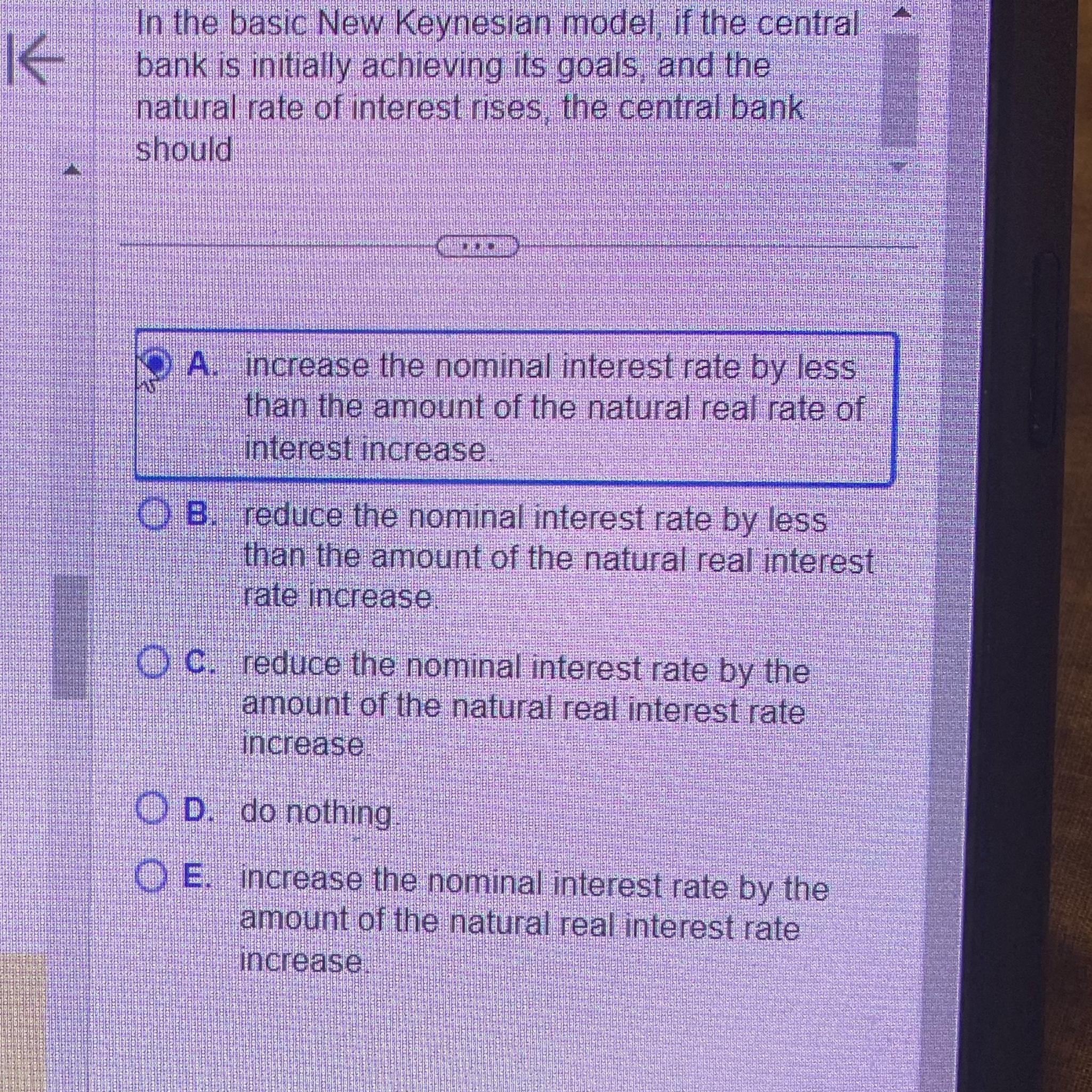 Solved In the basic New Keynesian model, if the central bank | Chegg.com