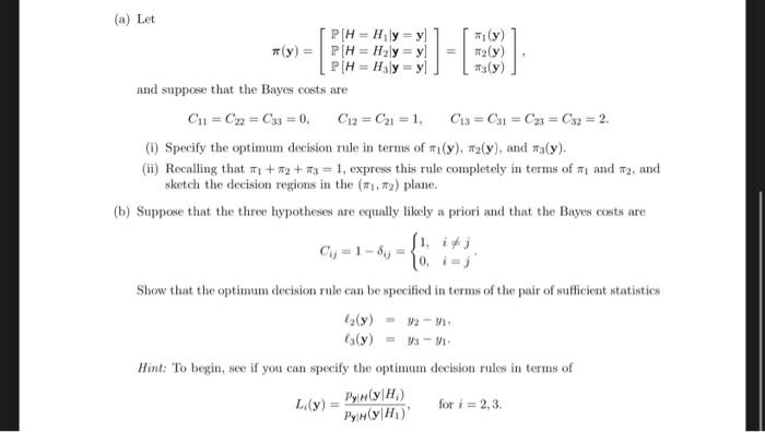 Solved A 3-dimensional random vector y is observed, and we | Chegg.com