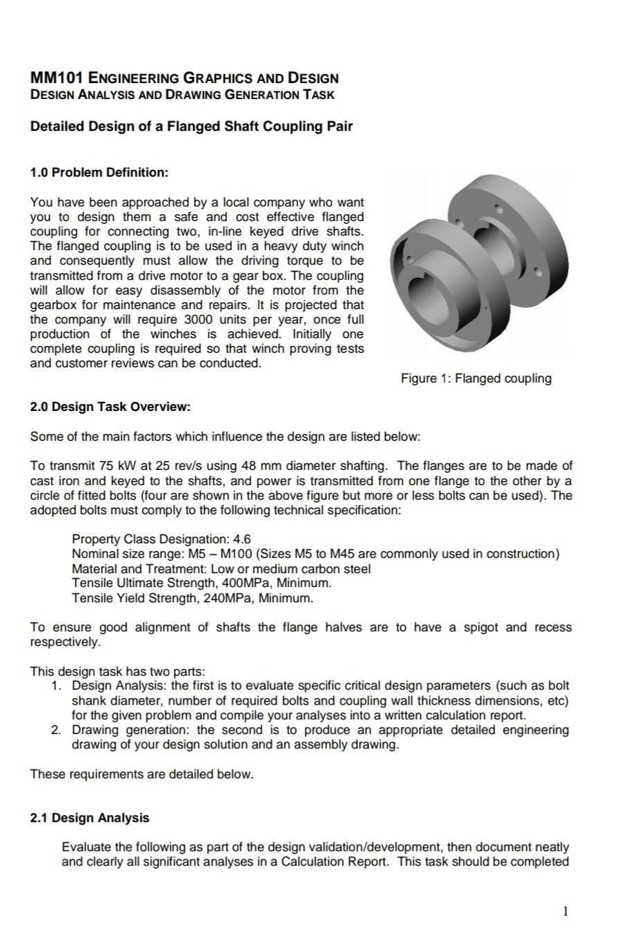 MM101 ENGINEERING GRAPHICS AND DESIGN DESIGN ANALYSIS | Chegg.com