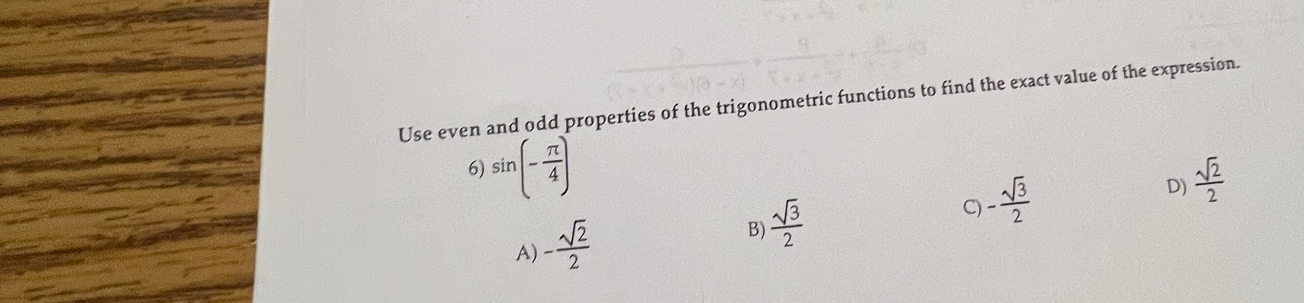 Solved Use even and odd properties of the trigonometric | Chegg.com