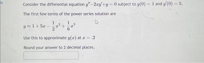 Solved Consider the differential equation y′′−2xy′+y=0 | Chegg.com