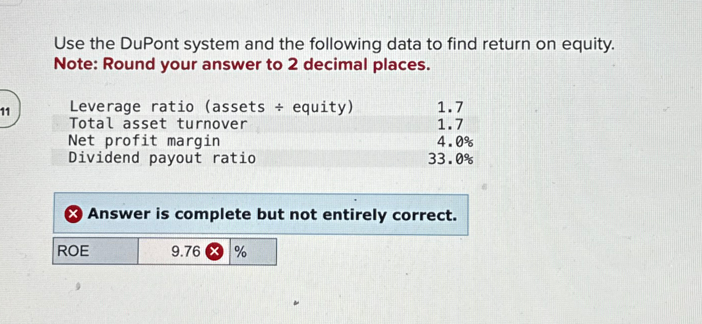 Solved Use the DuPont system and the following data to find | Chegg.com