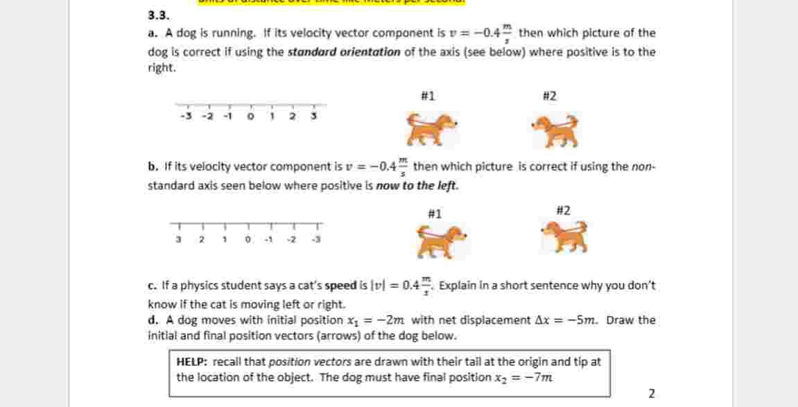 Solved It is 3.3 ﻿I am ﻿confused 3.3.e. ﻿Suppose a dog moved | Chegg.com