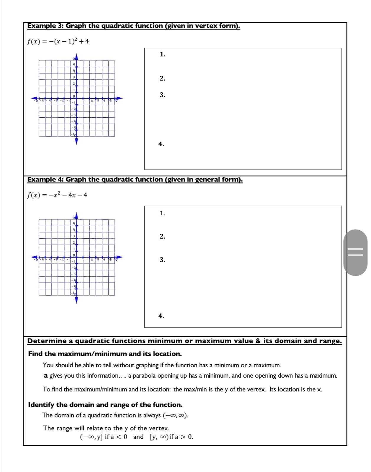 Solved Example 3: Graph the quadratic function (given in | Chegg.com