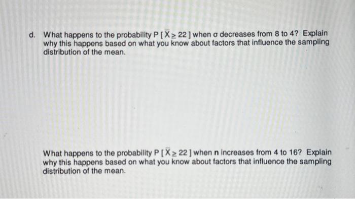 Solved Sampling Distribution of the Sample Mean 5. Given the | Chegg.com