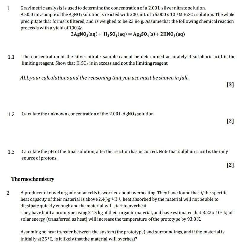 Solved 1 Gravimetric analysis is used to determine the | Chegg.com