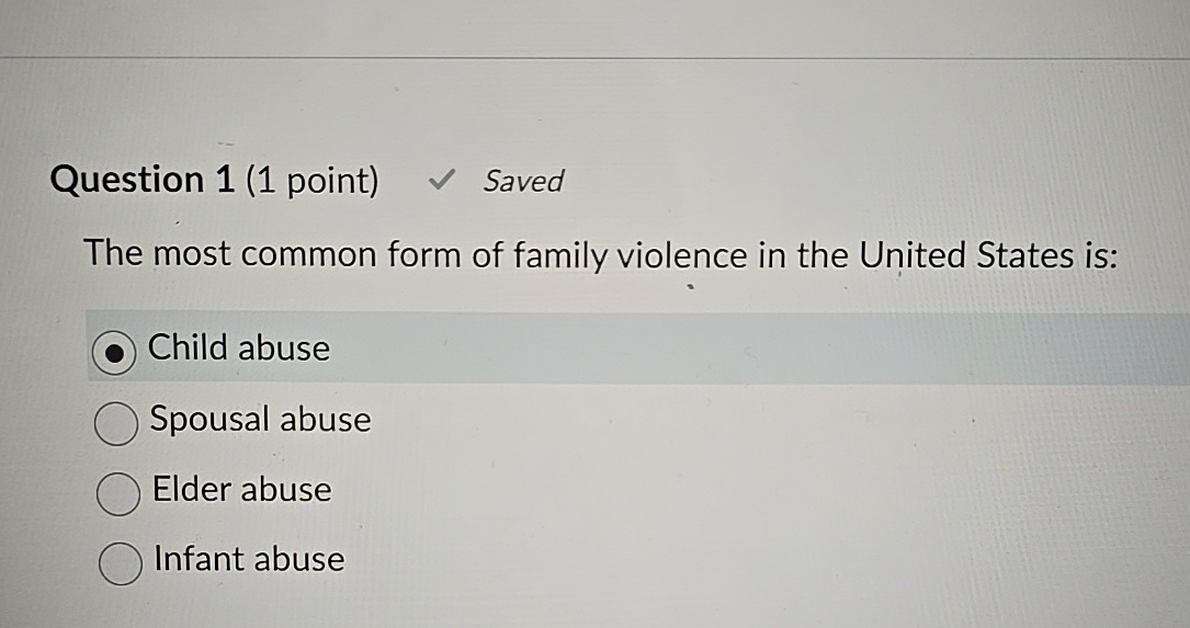 Solved Question 1 (1 ﻿point) ﻿SavedThe most common form of | Chegg.com