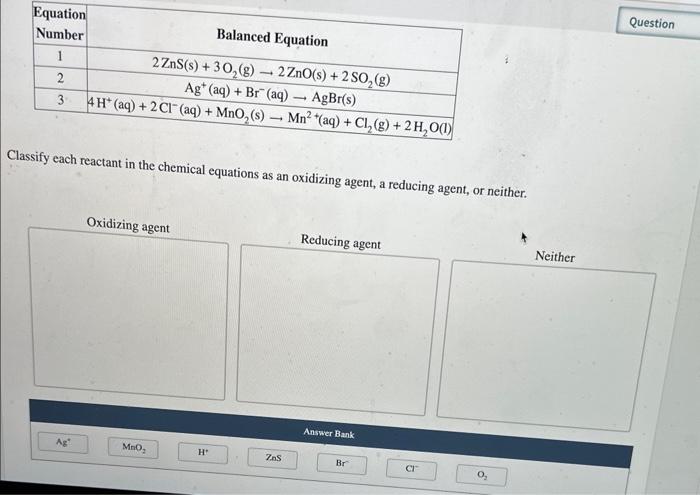 Solved Classify each reactant in the chemical equations as | Chegg.com