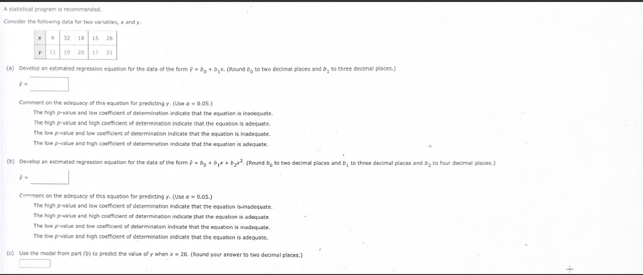 Solved A statistical program is recommended.Consider the | Chegg.com