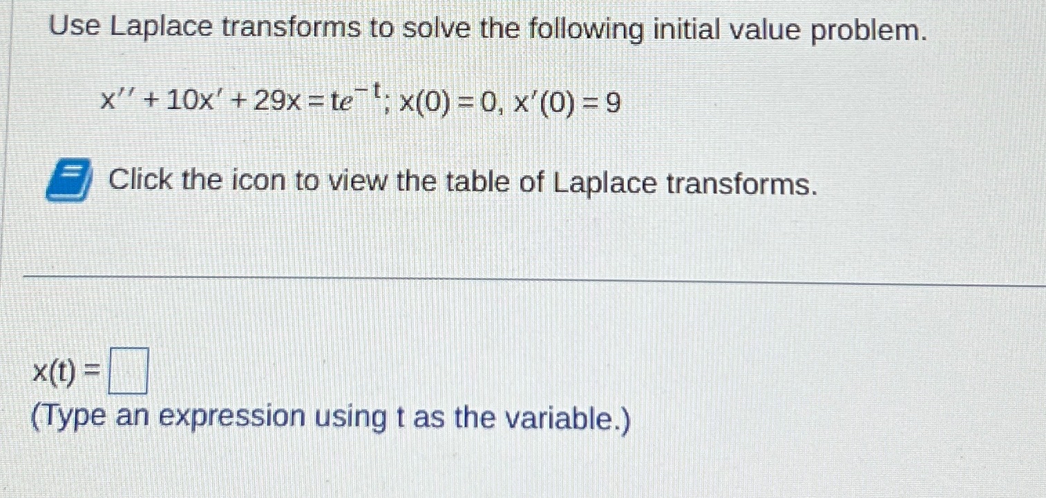 Solved Use Laplace transforms to solve the following initial | Chegg.com