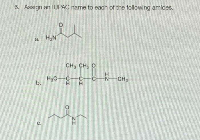 Solved 6. Assign an IUPAC name to each of the following | Chegg.com