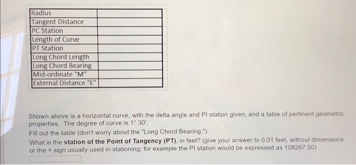 Solved PI sta. 1082+67.501VShown above is a horizontal | Chegg.com