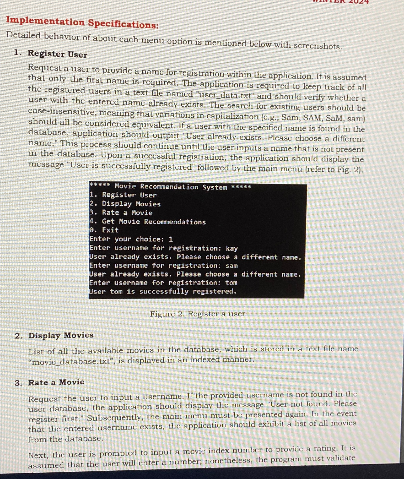 Solved Implementation Specifications:Detailed behavior of | Chegg.com