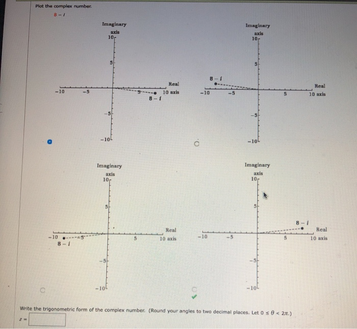 Solved Plot the complex number. 1+1 Imaginary axis Imaginary | Chegg.com