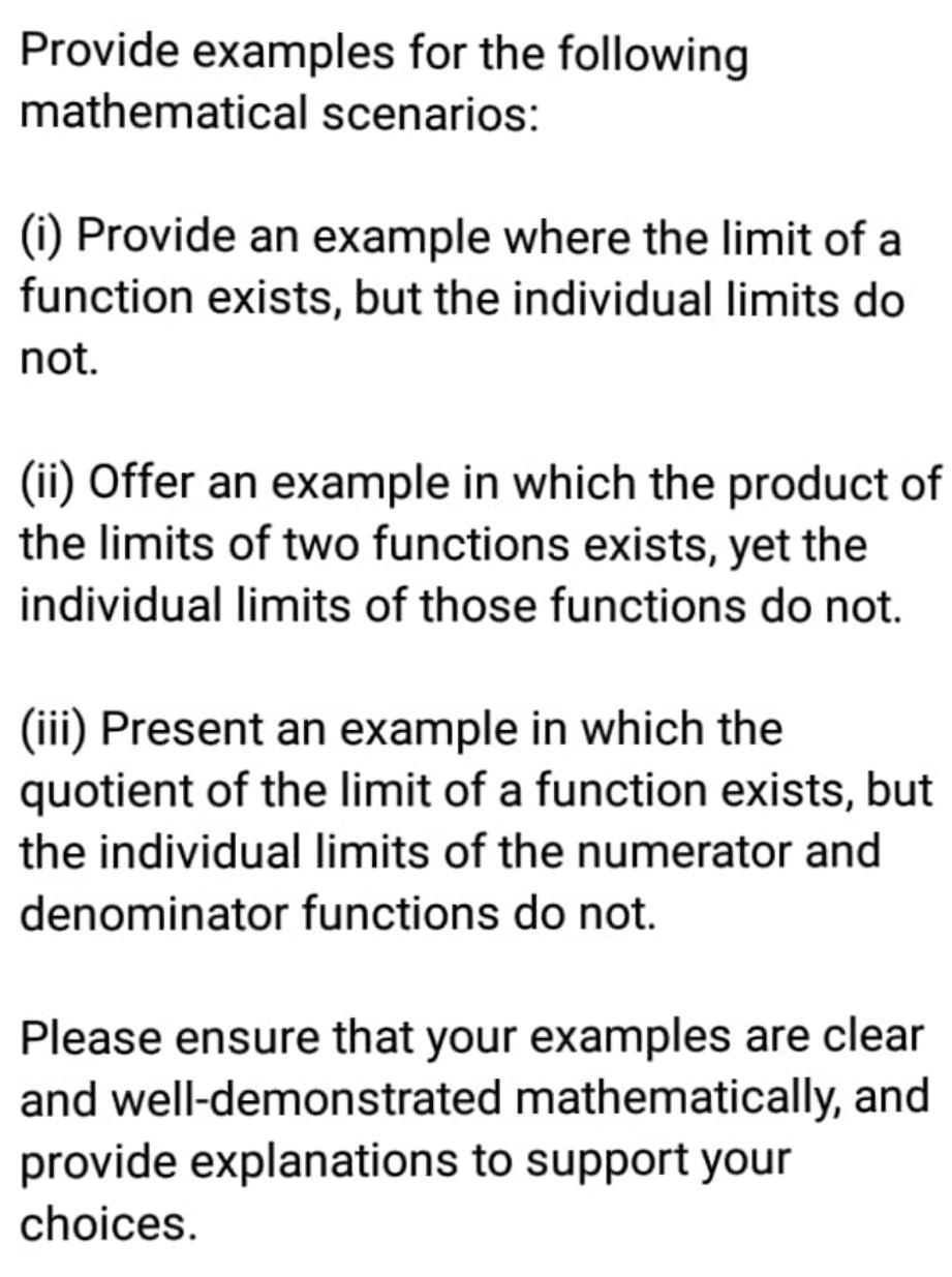 Solved Provide examples for the following mathematical | Chegg.com