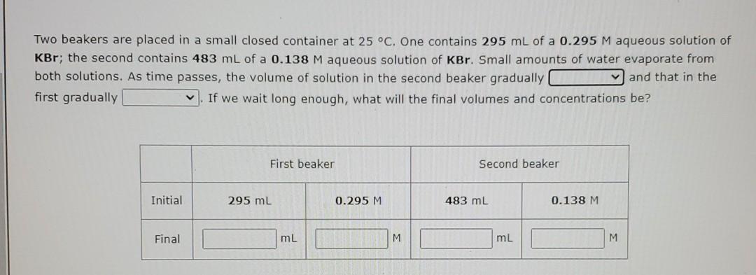 Solved Two beakers are placed in a small closed container at | Chegg.com
