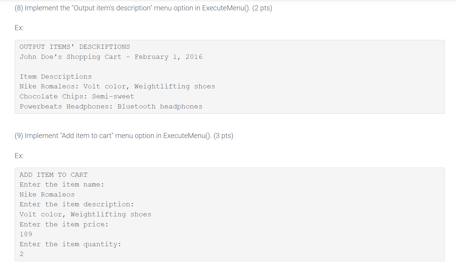 This program extends the earlier "Online shopping | Chegg.com
