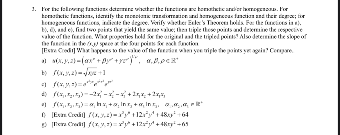 Solved For the following functions determine whether the | Chegg.com