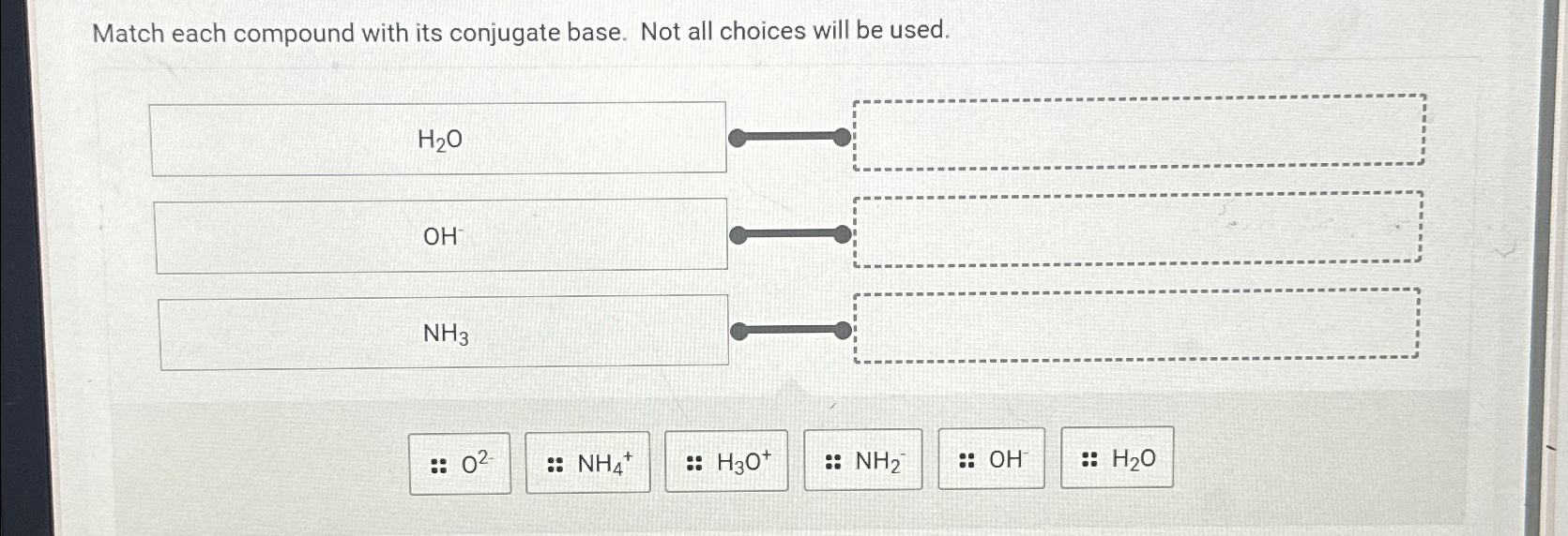 Solved Match each compound with its conjugate base. Not all | Chegg.com