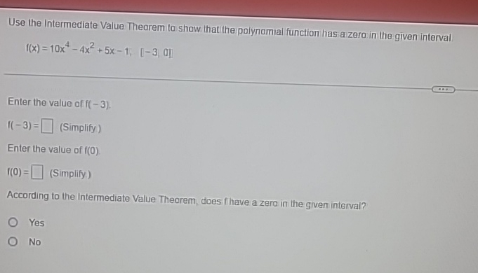 Solved Use the Intermediate Value Theorem to show that the | Chegg.com