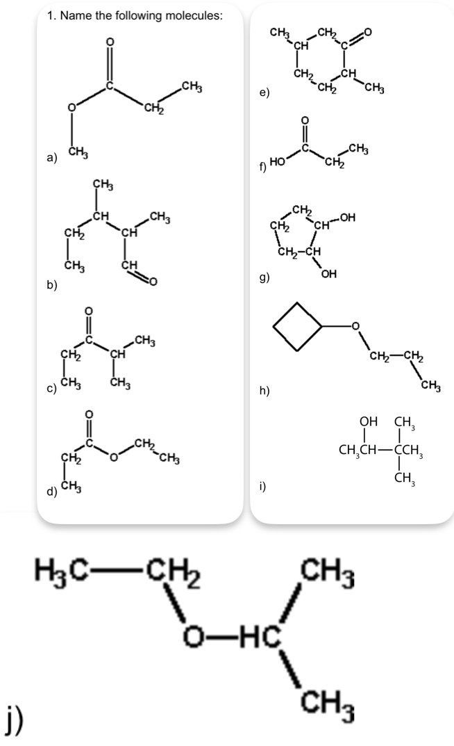 Solved Name the following molecules: | Chegg.com