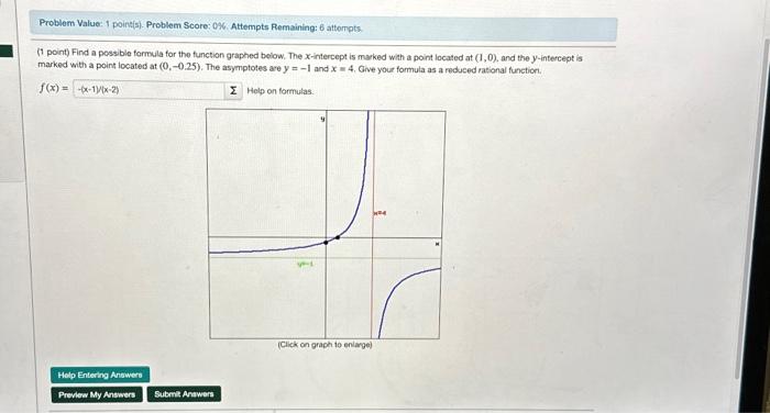 (1 point) Find a possible formula for the function | Chegg.com