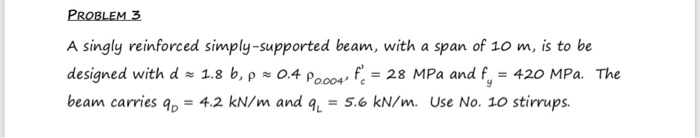 Solved PROBLEM 3 A singly reinforced simply-supported beam, | Chegg.com