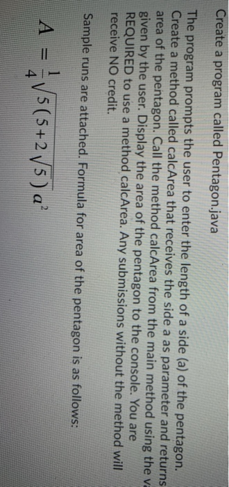 Solved Create a program called Pentagon.java The program | Chegg.com