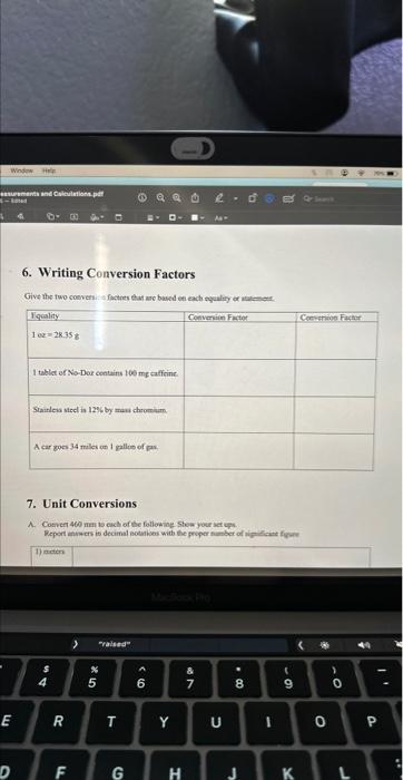 Solved 6. Writing Conversion Factors Give the fwo coserni: | Chegg.com
