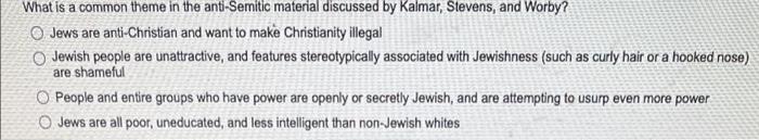 What is a common theme in the anti-Semitic material | Chegg.com